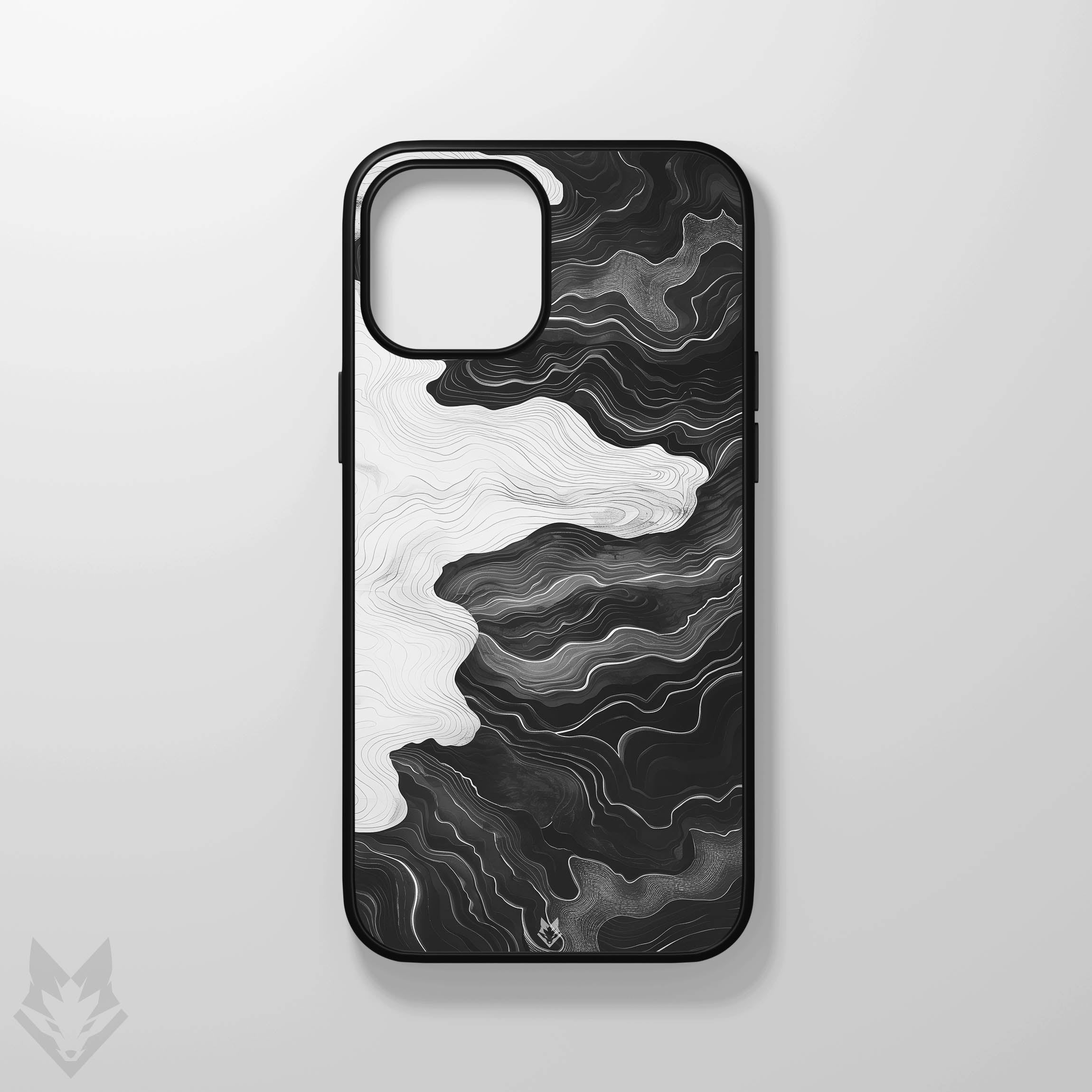 Tempered Glass Glossy iPhone Case Black Wave-2 – Vulpa Design