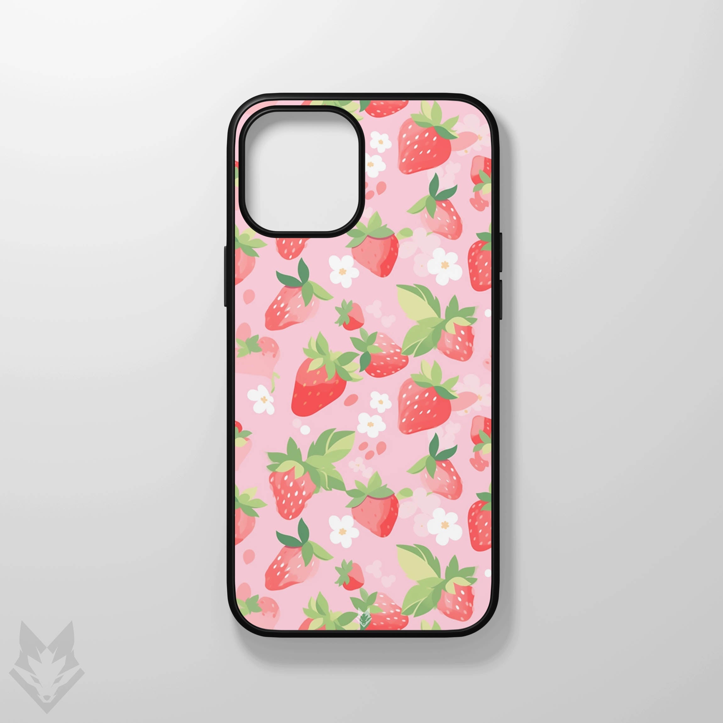 Tempered Glass Glossy iPhone Case Fruits Strawberry – Vulpa Design