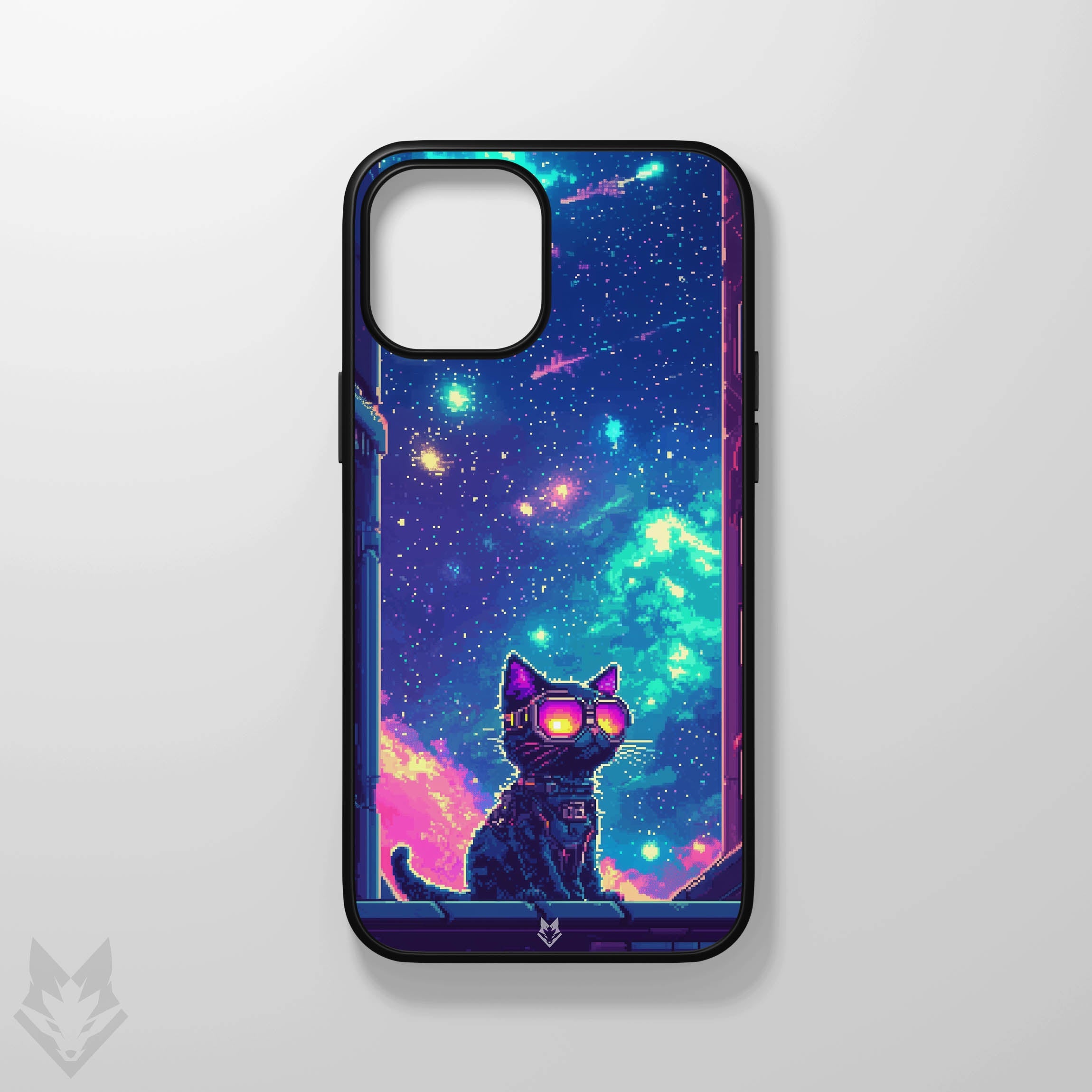 Tempered Glass Glossy iPhone Case Meowverse Stellar Paws – Vulpa Design