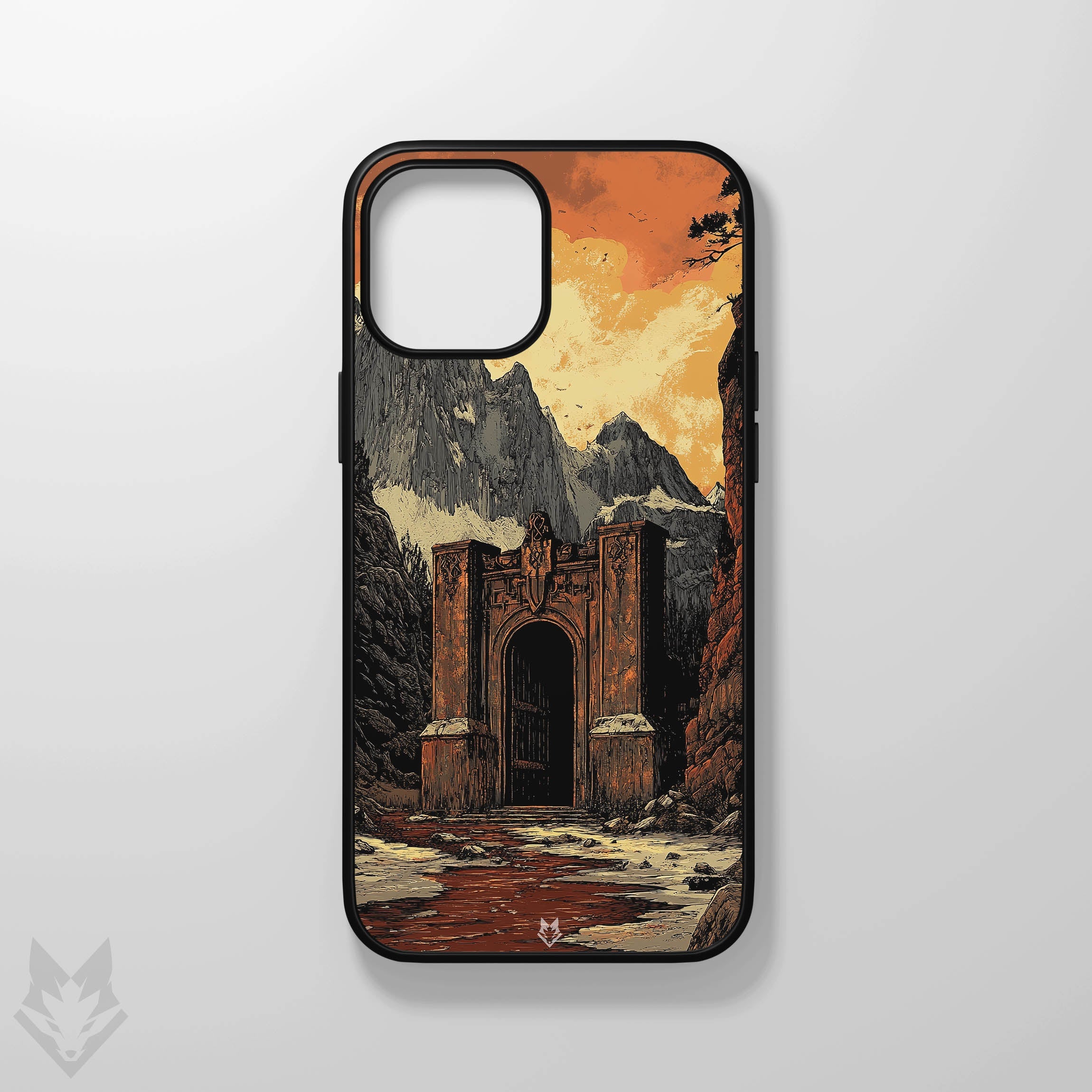 Tempered Glass Glossy iPhone Case Norse Gates Of Valhalla – Vulpa Design